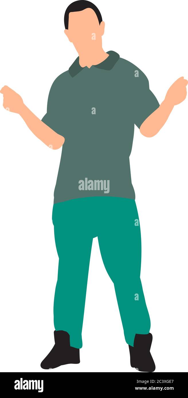 white background, a man stands in a flat style, without a face Stock ...