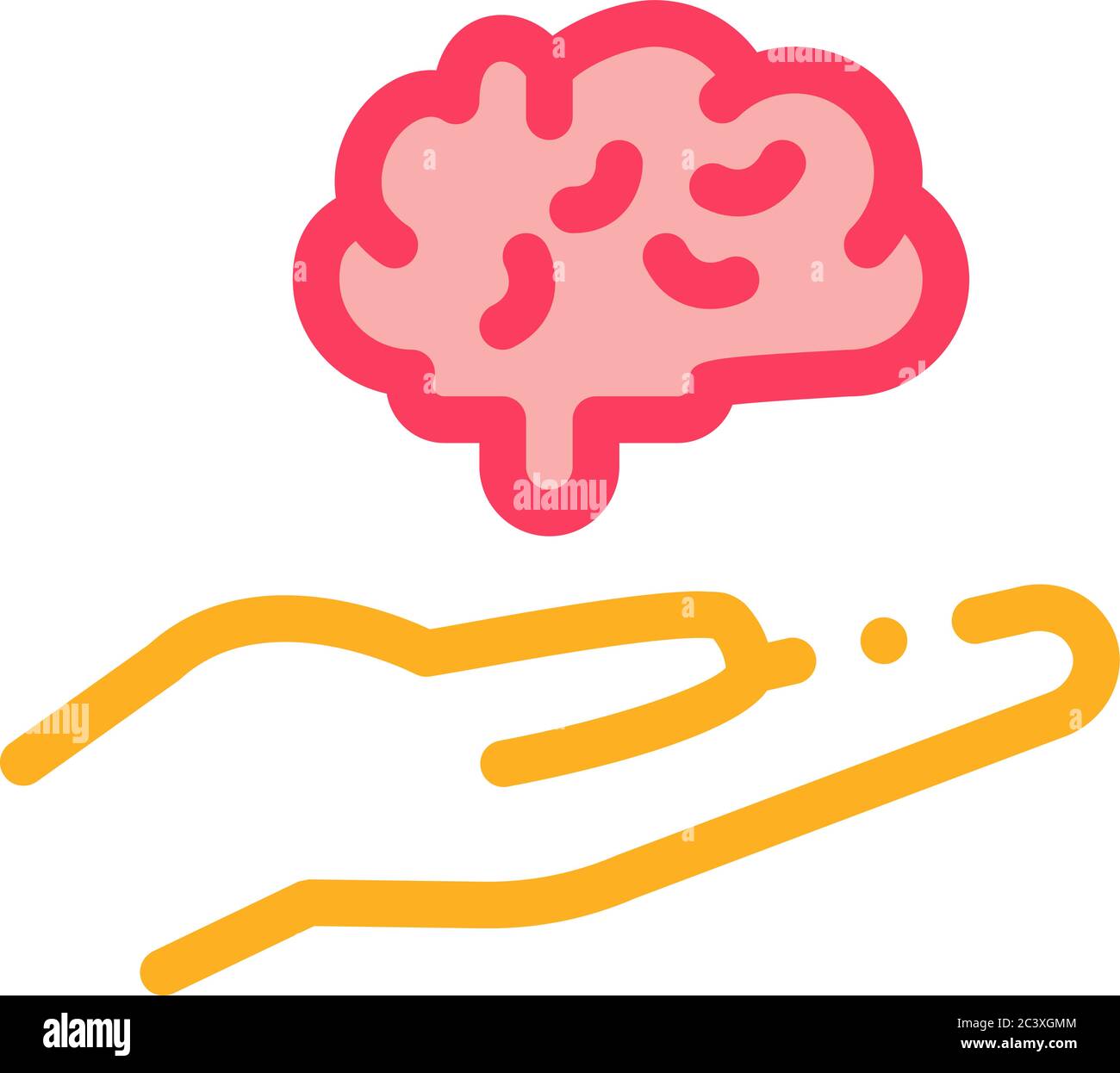 hand hold brain icon vector outline illustration Stock Vector Image ...