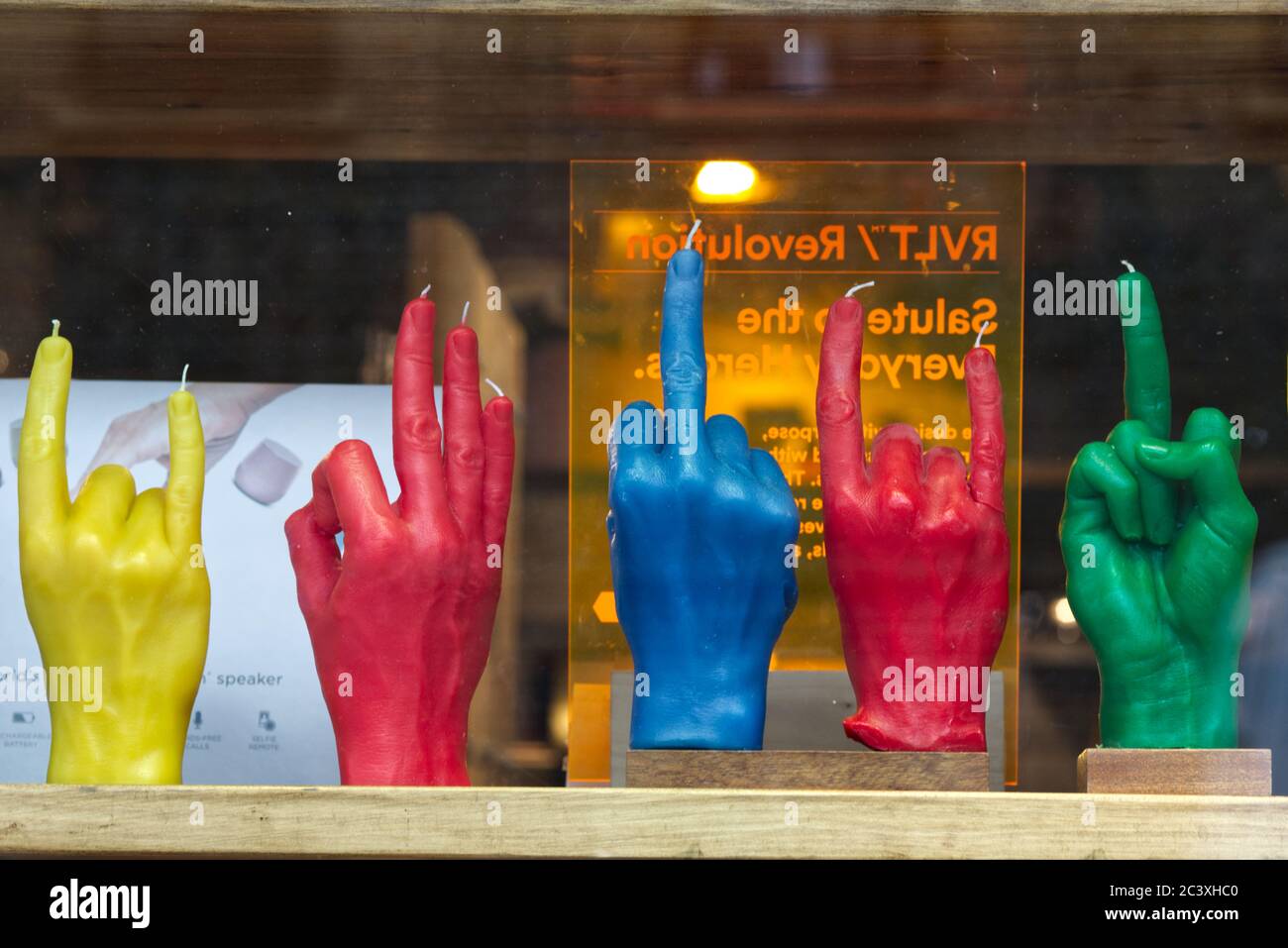 finger candles in a shop window Stock Photo - Alamy