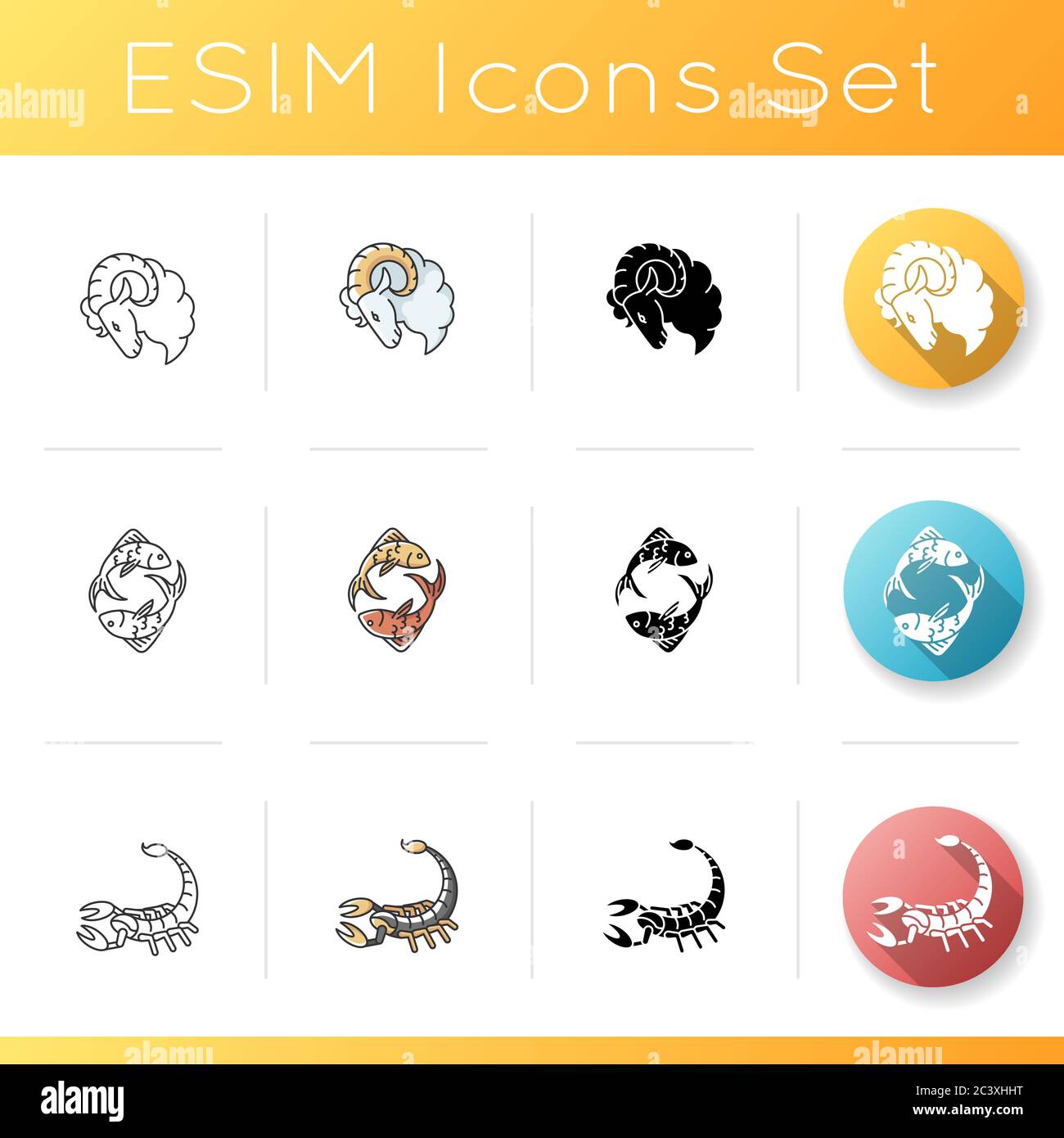 Zodiac signs icons set Stock Vector Image & Art - Alamy