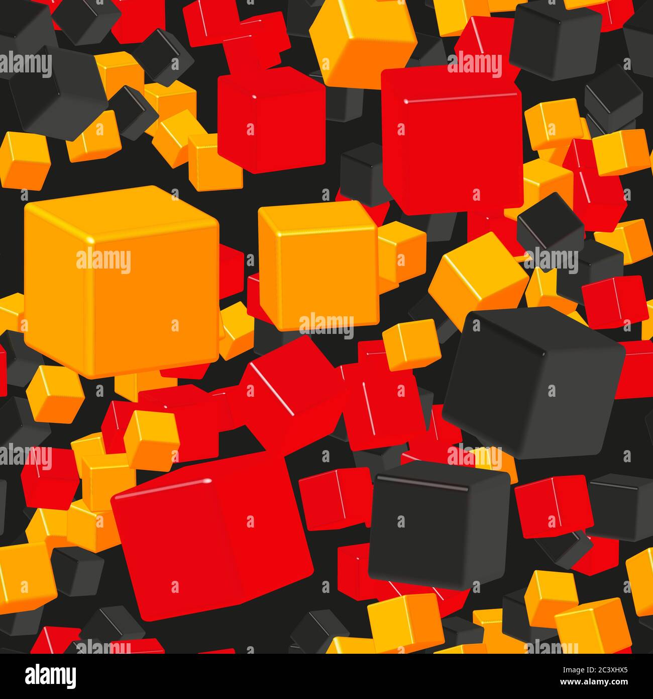 Golden Red Black Cubes Seamless Pattern, 3D Illustration Stock Vector ...