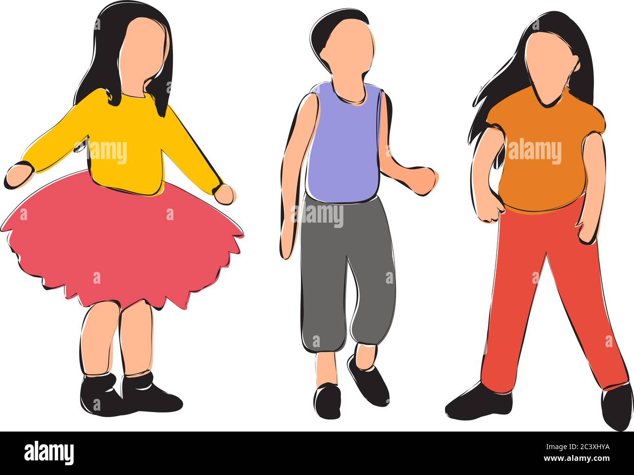 children dance, set, flat style without a face Stock Vector Image & Art ...