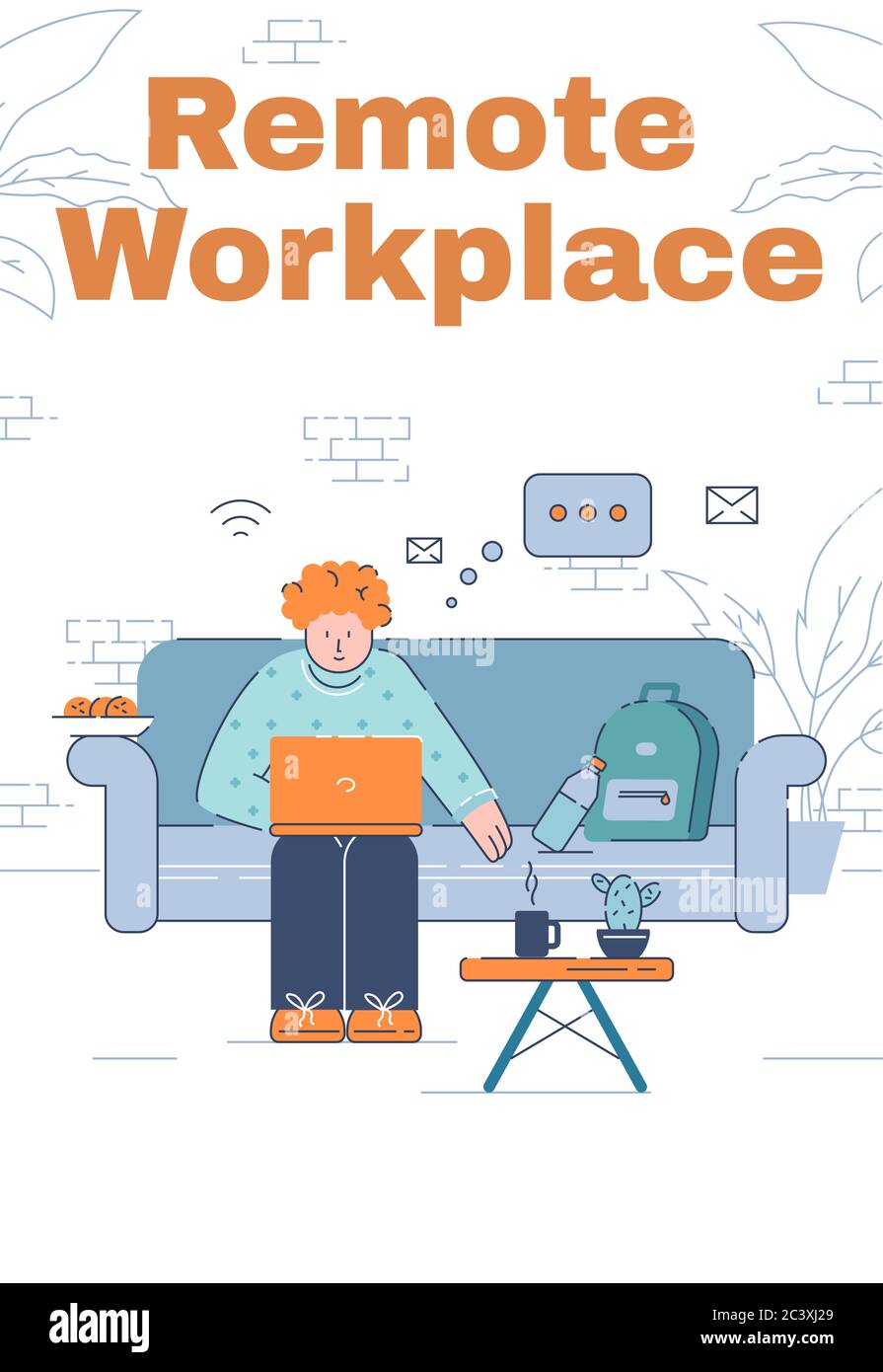 Remote workplace poster template Stock Vector Image & Art - Alamy