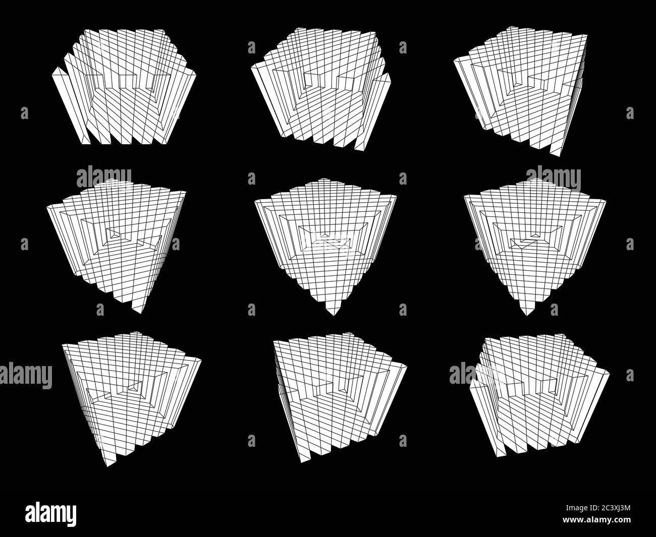 collection of nine rectangular design elements in shape of cube Stock ...