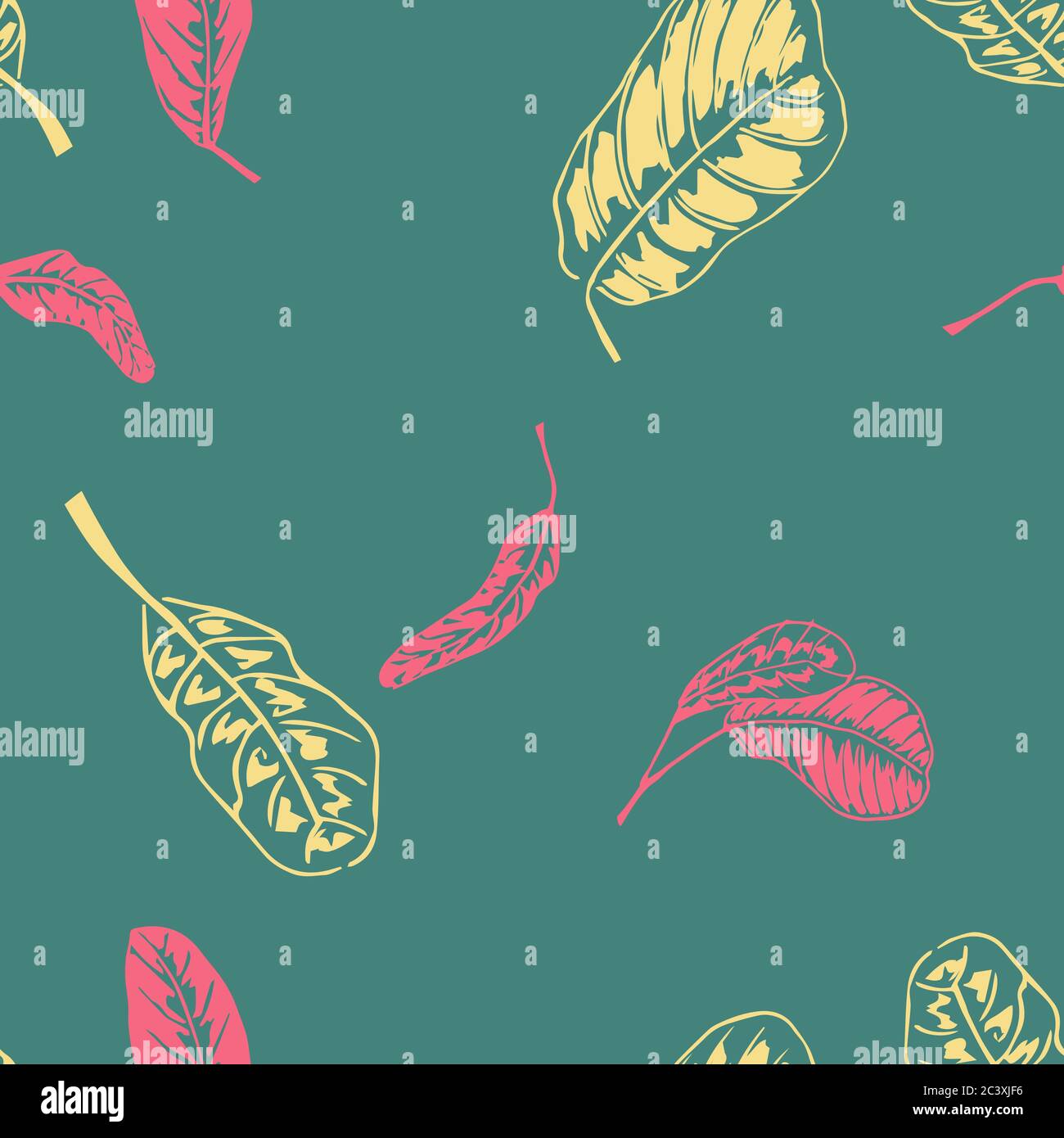 Graphic Leaves Floating in Wind Seamless Pattern Stock Vector Image ...