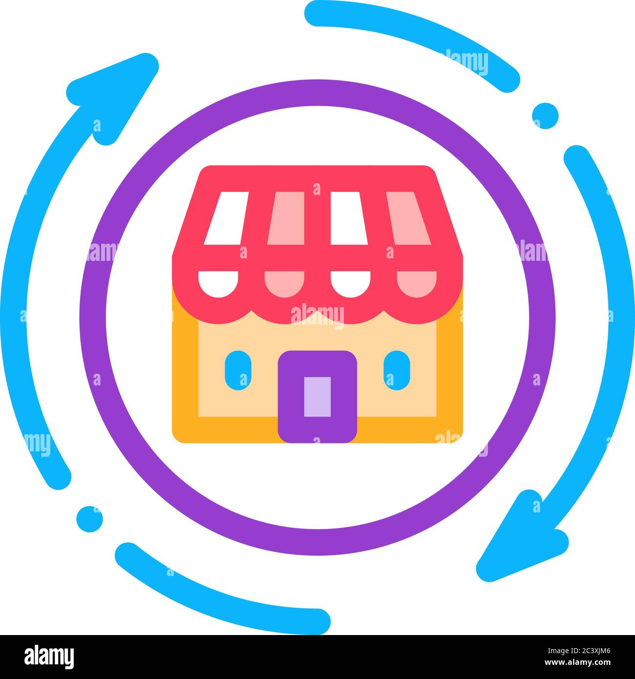 shop building round arrows icon vector outline illustration Stock ...