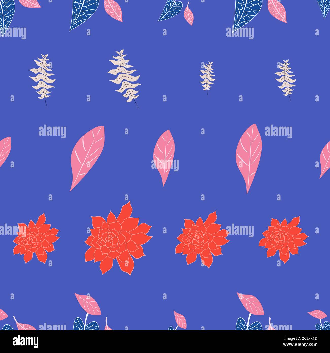 Blue and Pink Floral Vector Seamless Pattern Stock Vector Image & Art ...
