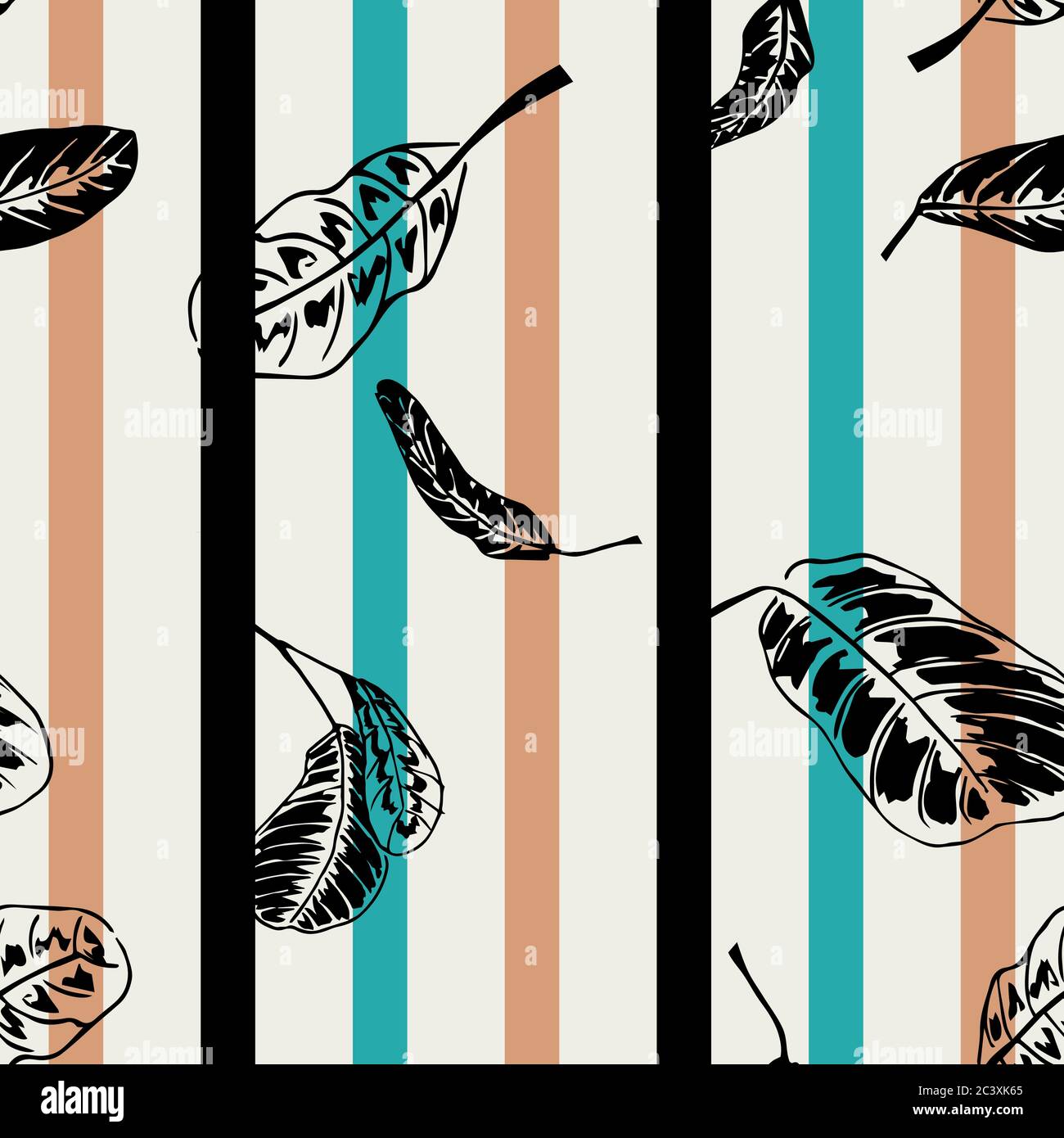 Vector pattern of floating leaves and stripes Stock Vector Image & Art ...