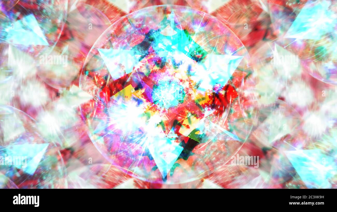 Abstract Rotating Star in Circle with Blurred Pink and White Shapes ...