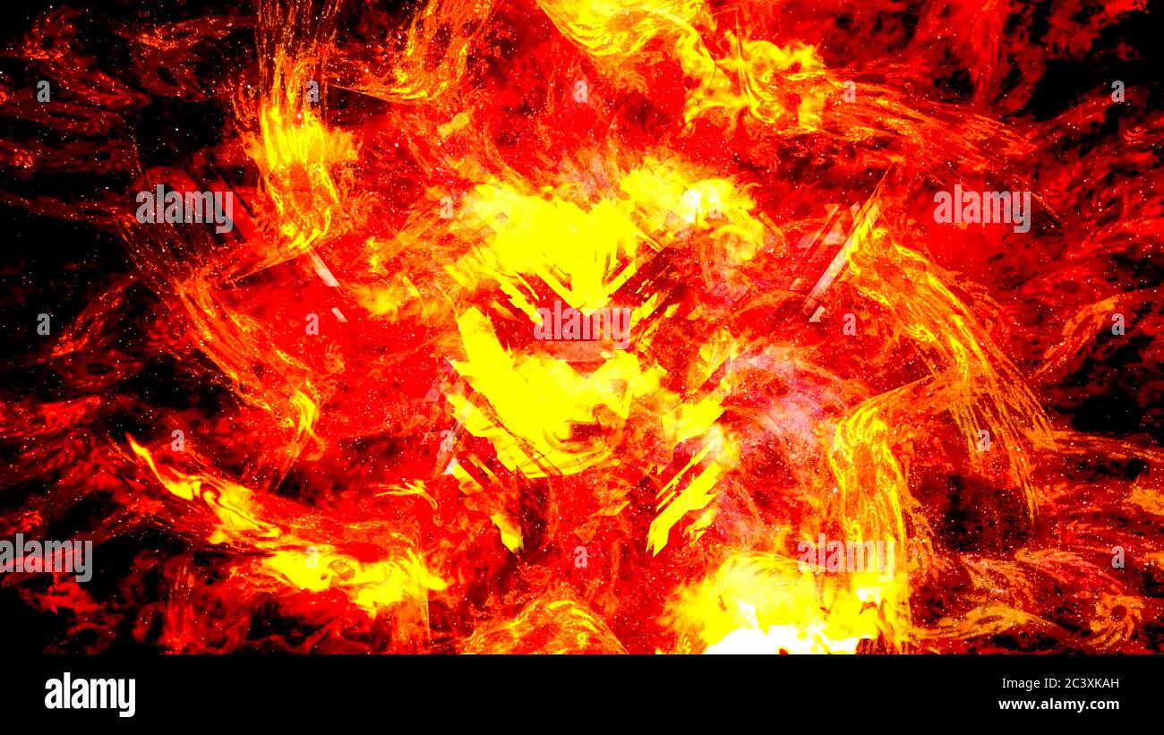 Abstract Bright Red and Yellow Rotating Star with Pulsating Core ...