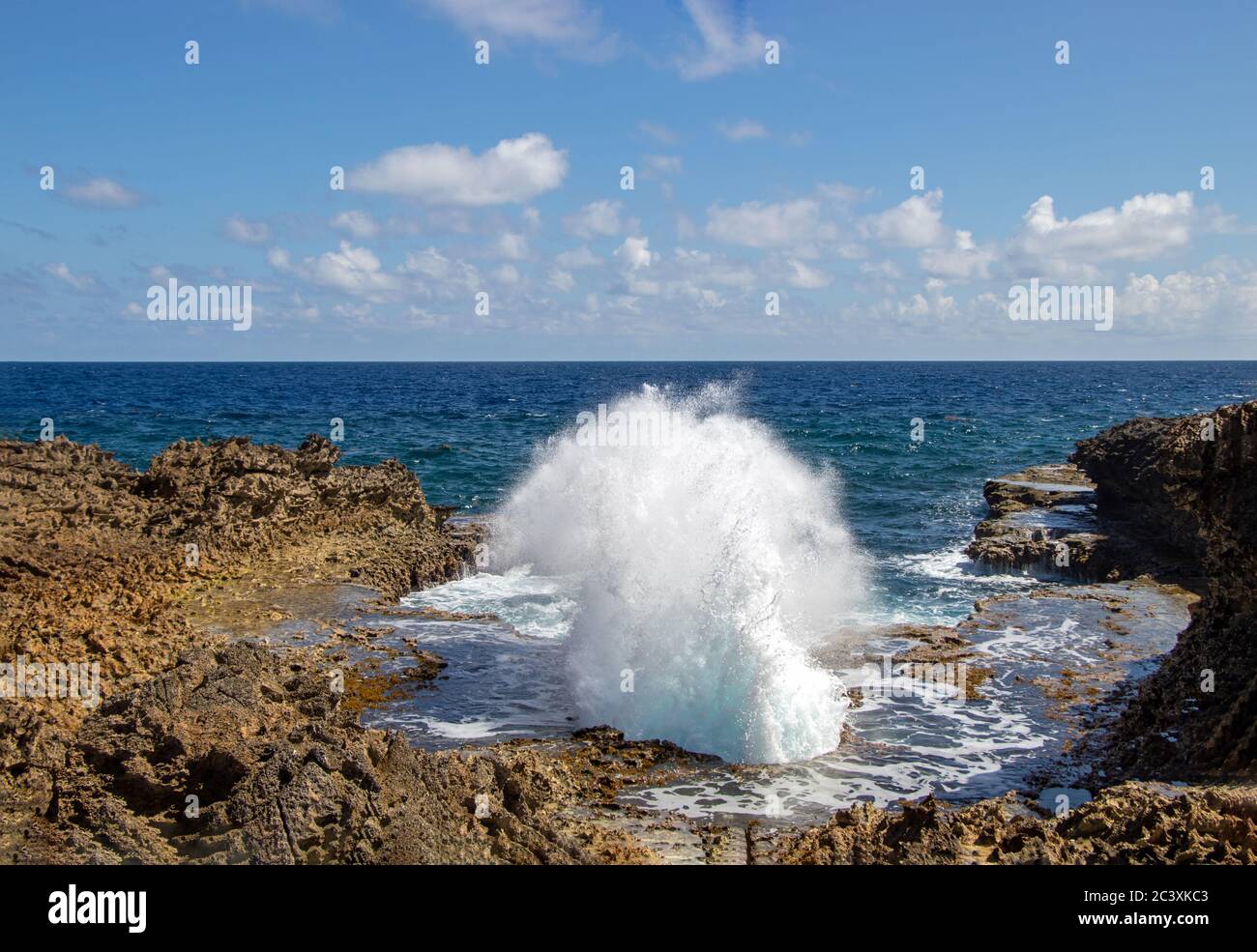 Shete Boka National Park on Curacau with splashing seawater Stock Photo ...