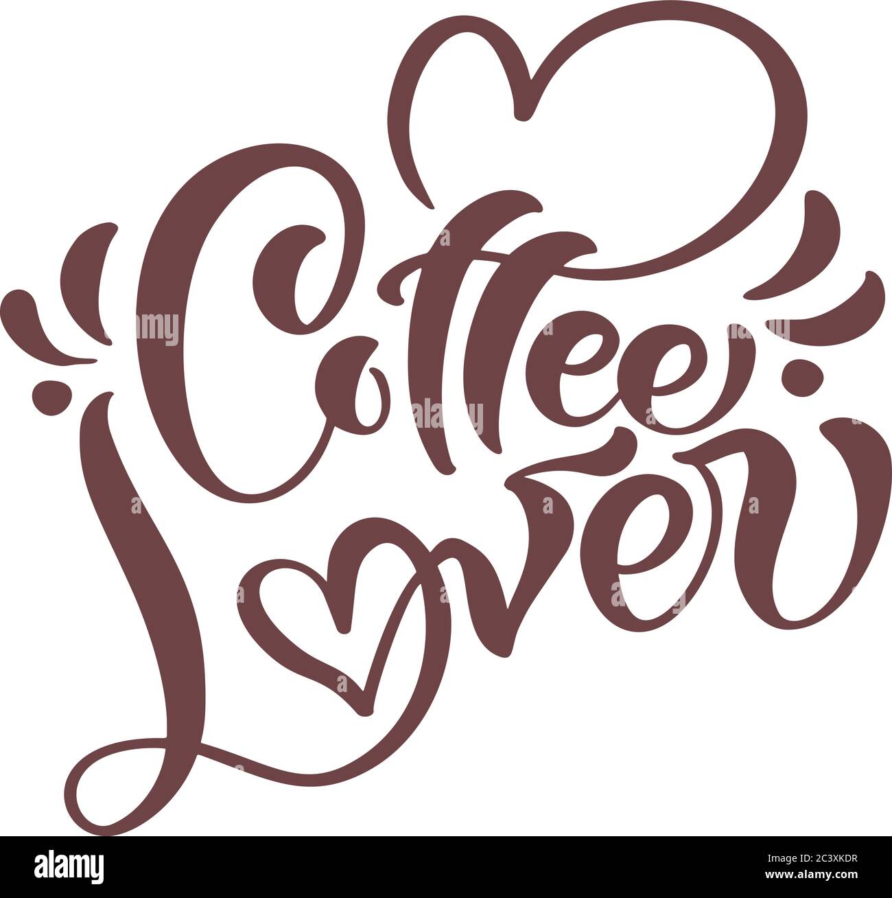 Hand drawn calligraphy lettering text Coffe Lover in form of heart ...