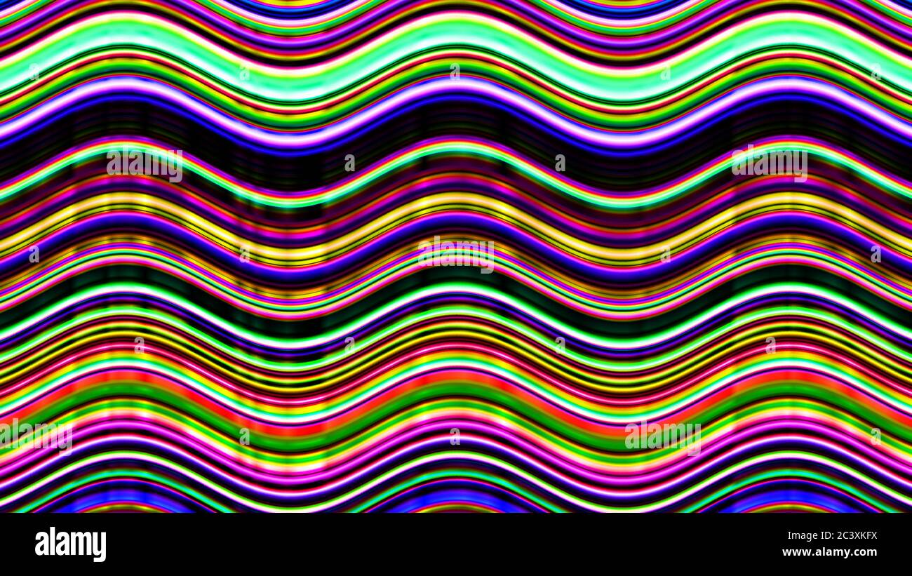 Abstract Wavy Neon Tubes Glowing Bright Rainbow Light Flowing like Lava ...