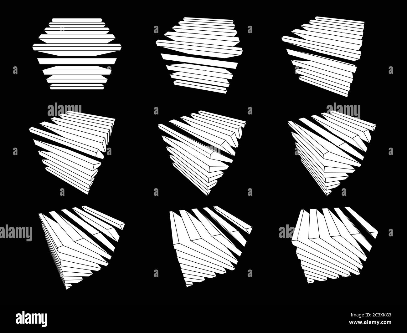 Collection Of Nine Rectangular Design Elements In Shape Of Cube Stock Vector Image And Art Alamy