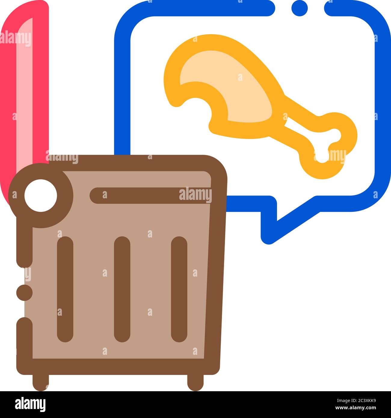 chicken food in trash container icon vector outline illustration Stock ...