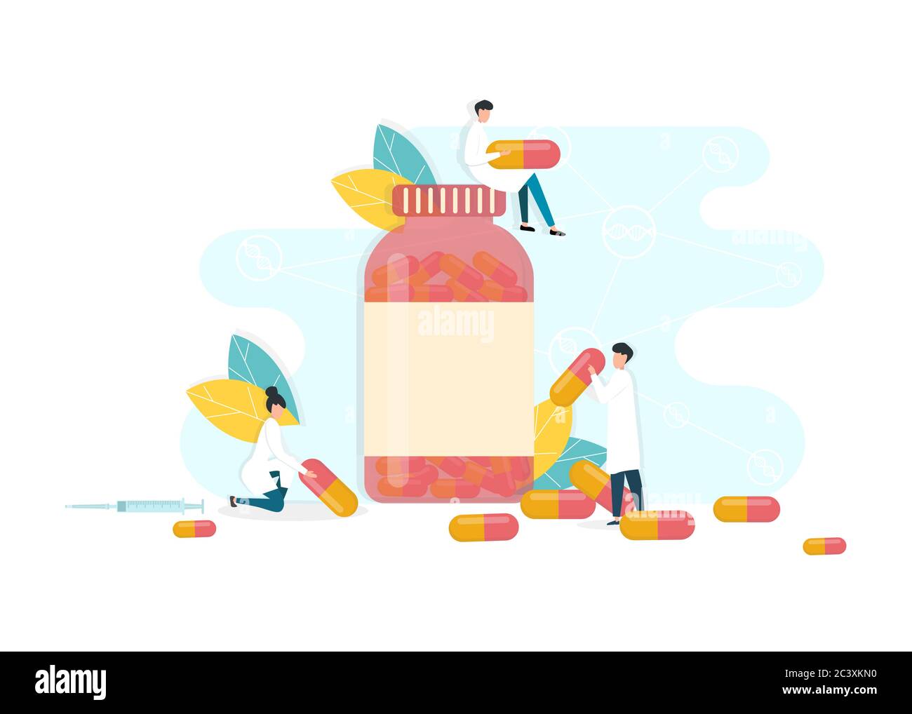 Pharmacists and diverse medical drugs, vector illustration Stock Vector ...