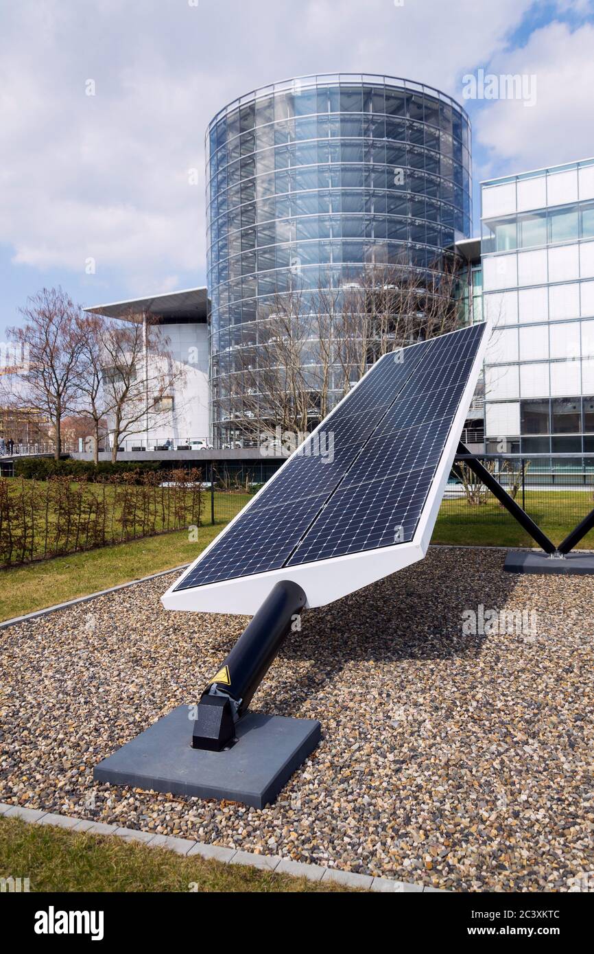 Blue rotating solar panels tilted axis tracker, future innovation ...