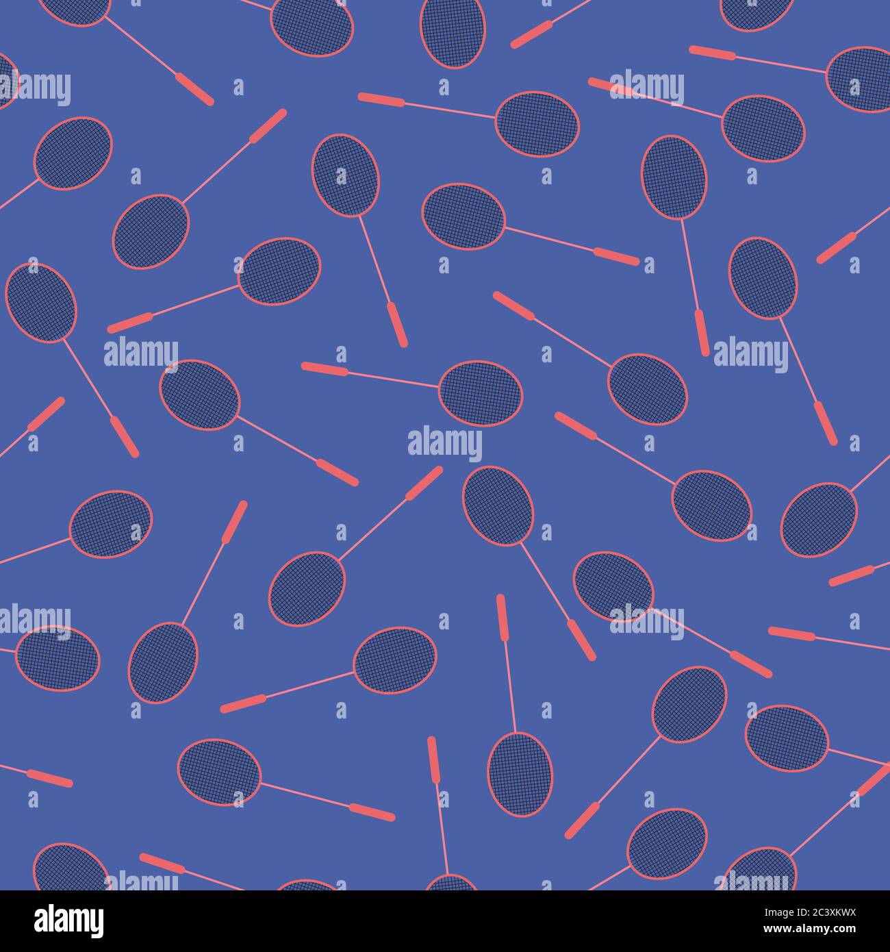 Vector seamless pattern with tennis or badminton rockets on blue ...