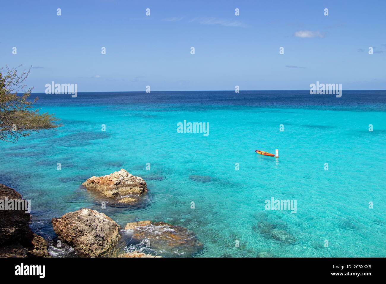 turquoise blue sea on Curacao Paradise Stock Photo - Alamy