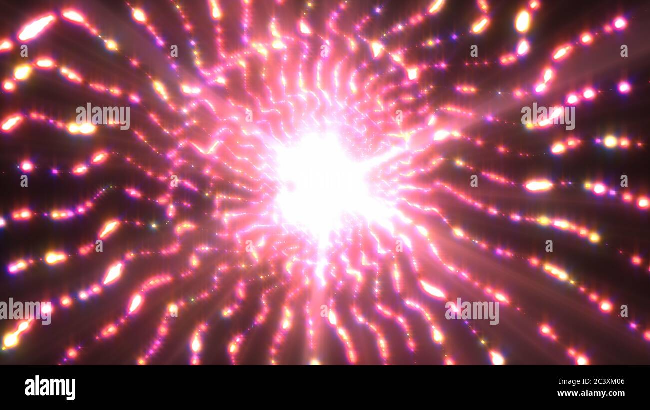 Beautiful Glowing Pink Tunnel of Sparkling Shiny Light Particles ...