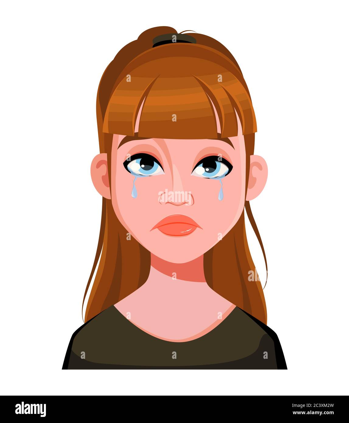 Crying Woman Face Cartoon