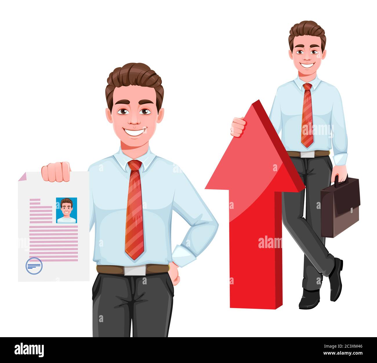 Successful business man, set of two poses. Handsome businessman in ...