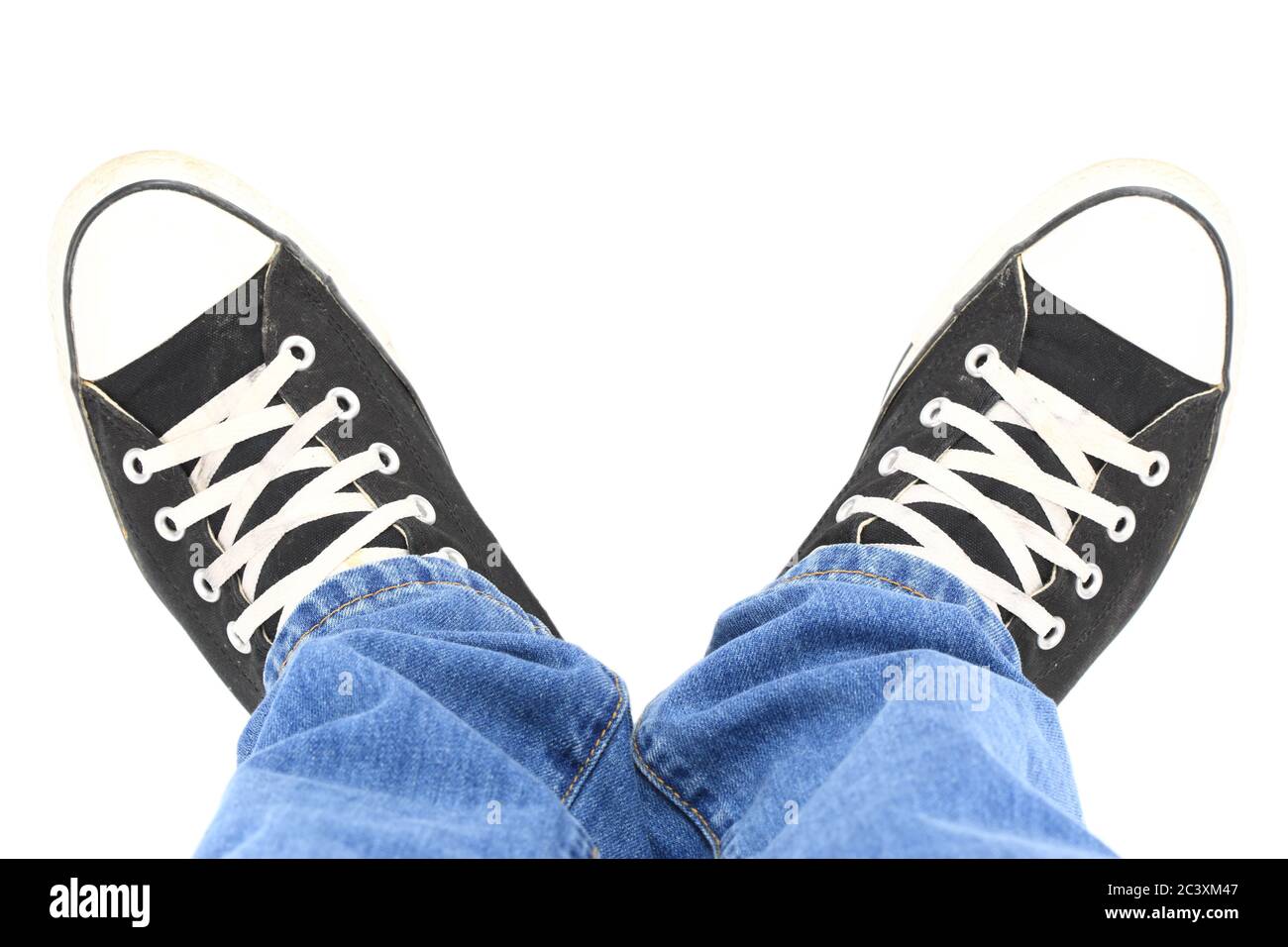 Black canvas sneakers, top view, isolated with clipping path Stock ...