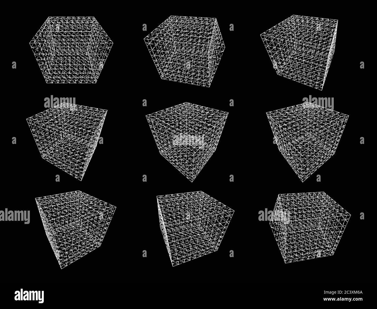 collection of nine rectangular design elements in shape of cube Stock ...