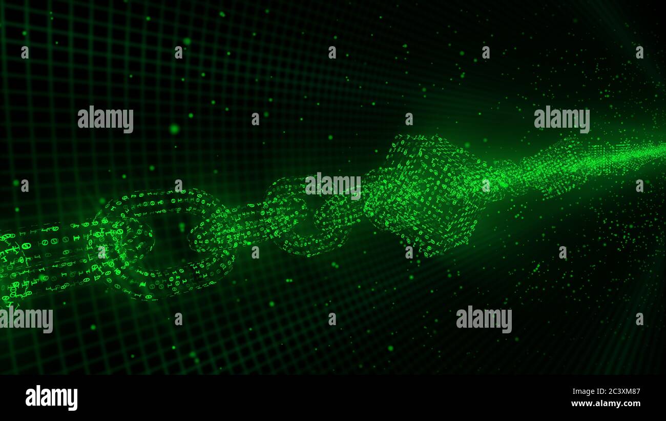 Blockchain Network Security Concept Binary Particle Wide Angle Shot - Abstract Background ...