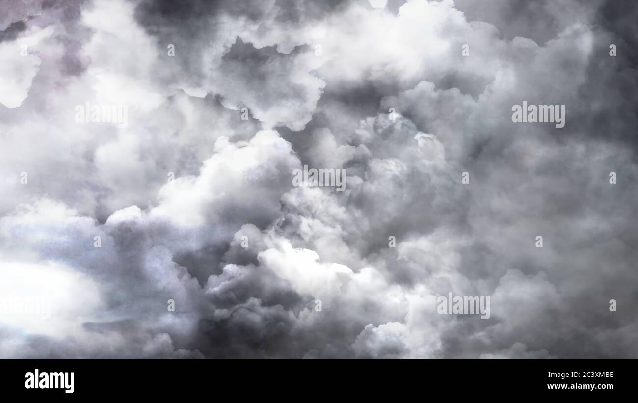 Blue Lightning Thunderstorm and Ominous Clouds - Abstract Background ...