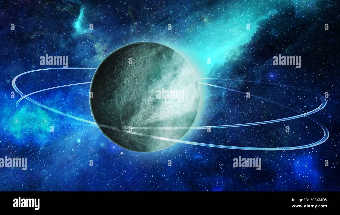 Breathtaking Double Ring Planet in Outer Space Nebula with Stars ...