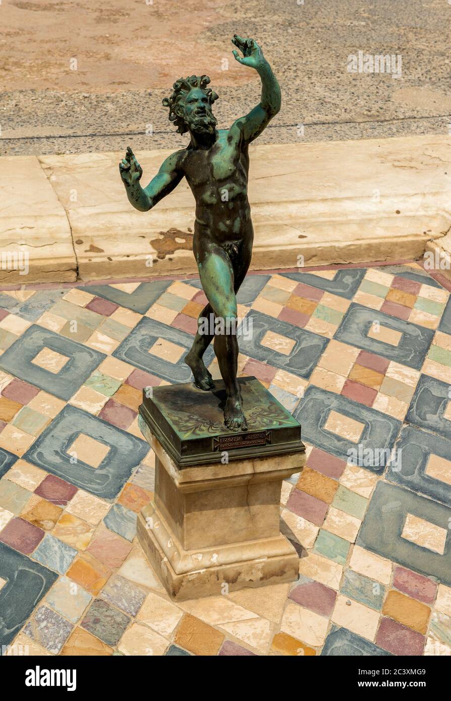 Dancing Faun of Pompeii Bronze Statue, Pompeii, Italy Stock Photo - Alamy
