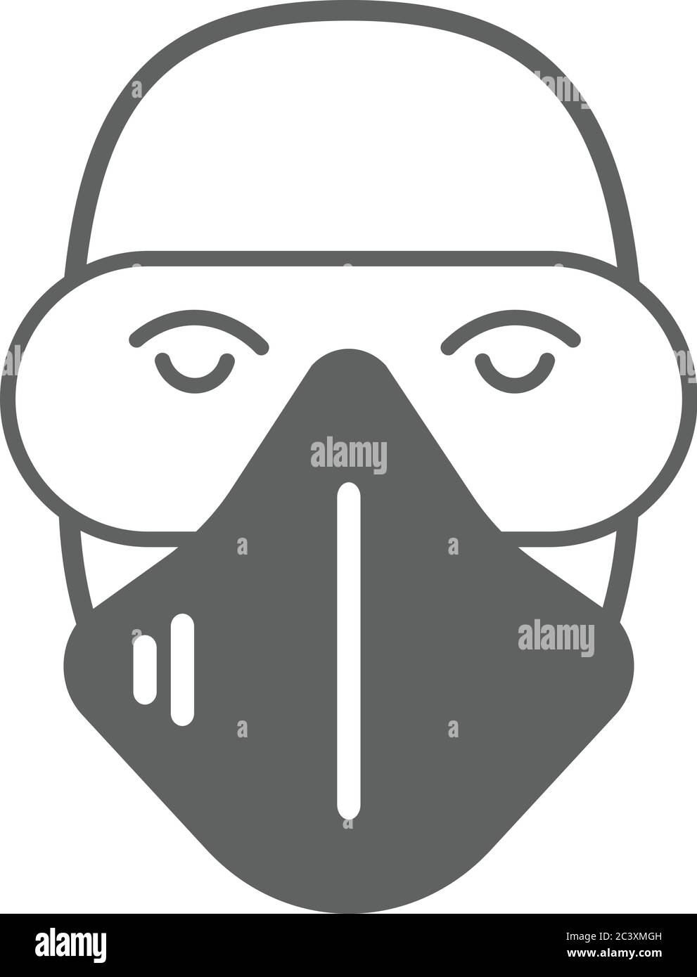 Man face with mask icon. Breathing mask on face. Safety breathing masks ...