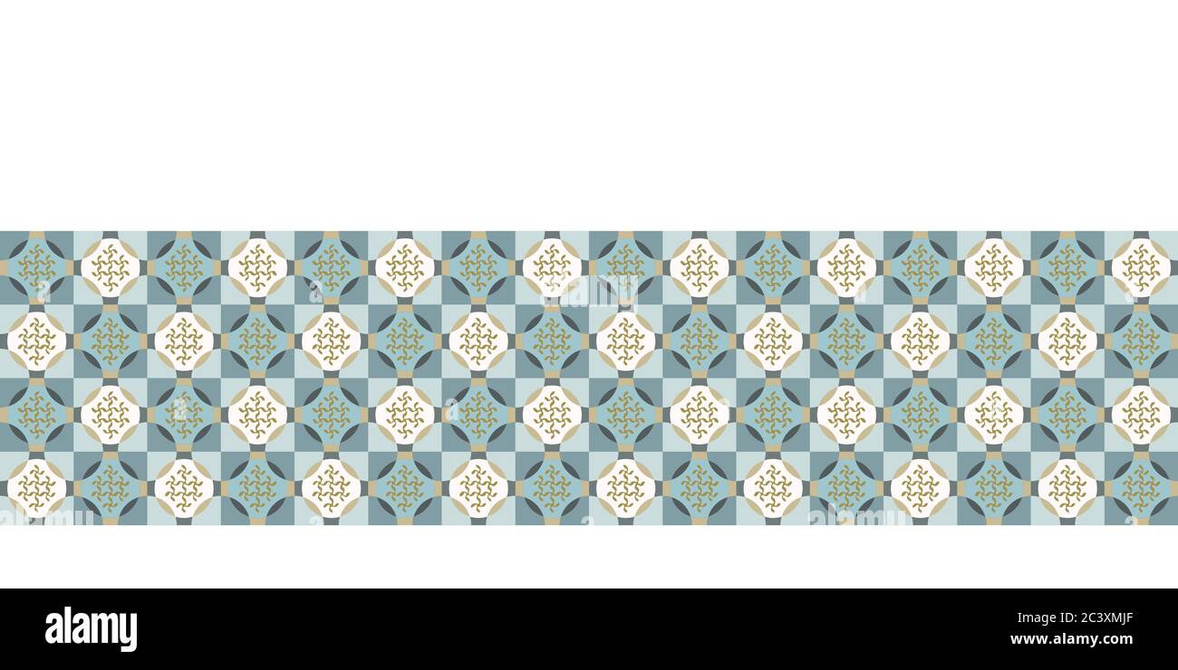 Seamless vector border pattern. Hand drawn square geometric mosaic grid ...