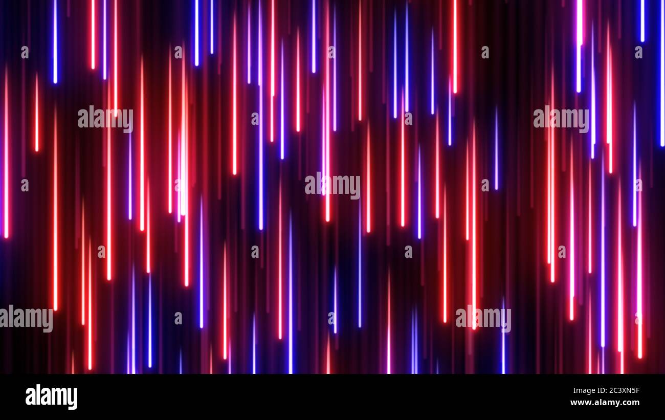 Falling Glowing Red Blue Neon Streak Cascading Rain Line Particles ...