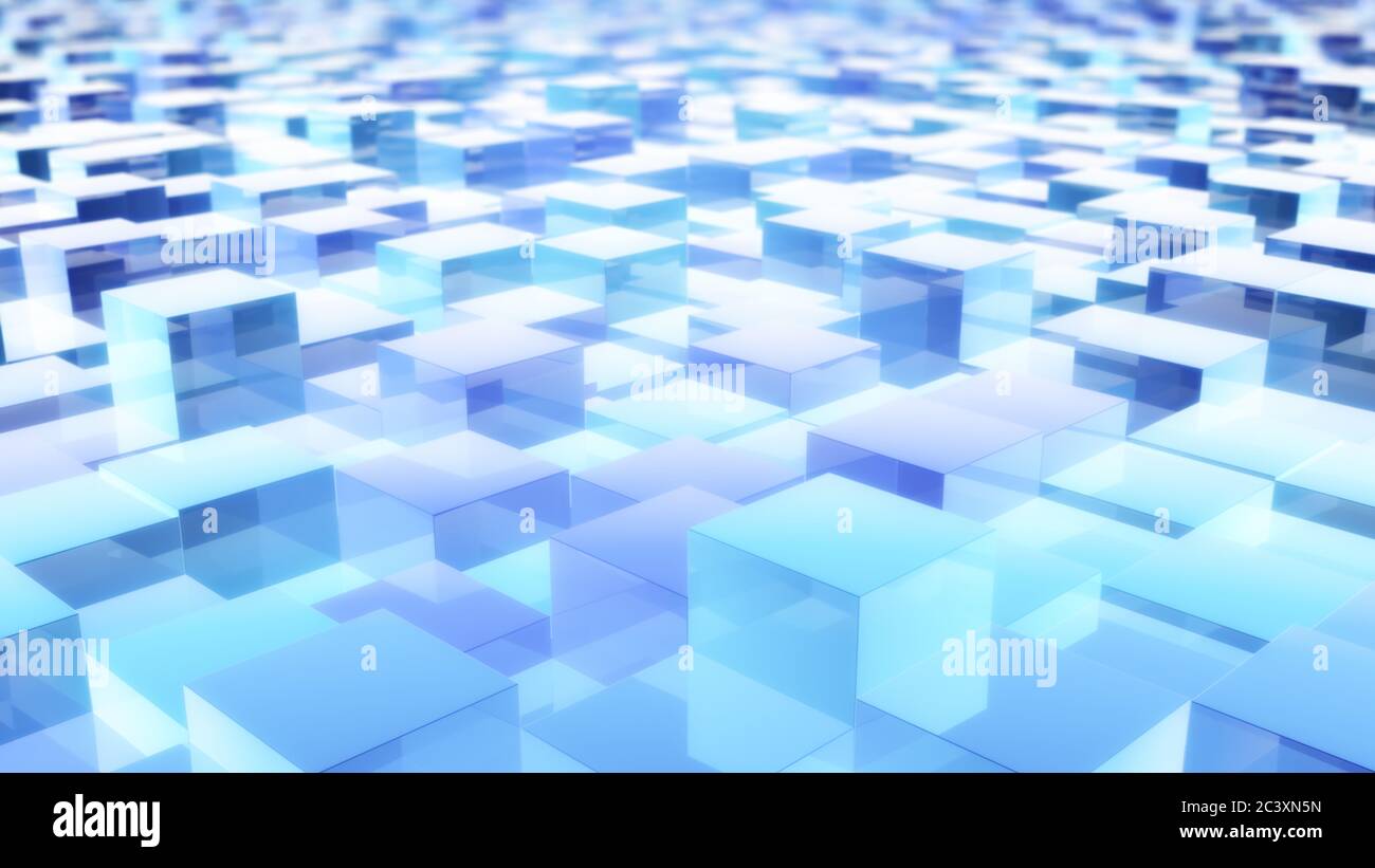 Field of Reflective Abstract Ice Cubes Floating Up and Down - Abstract ...