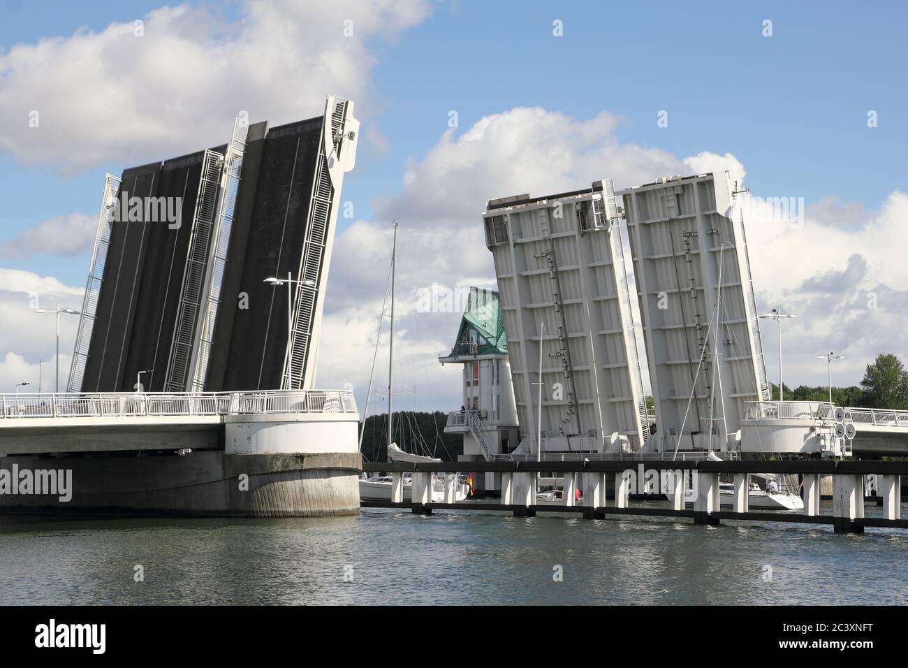 The bascule bridge over the Schlei in Kappeln is opened Stock Photo - Alamy