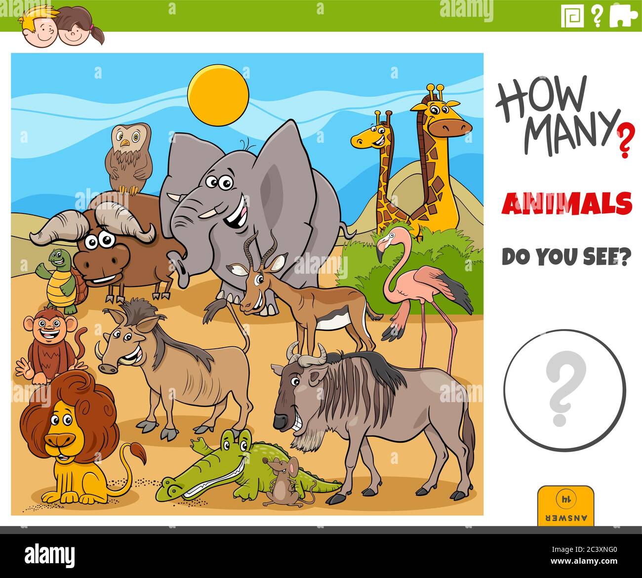 Illustration of Educational Counting Game for Children with Cartoon ...