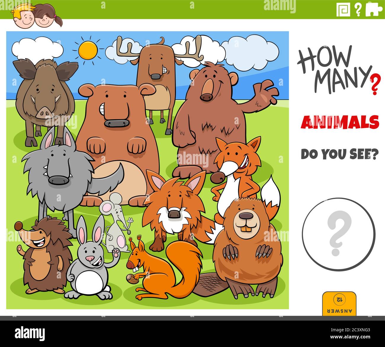 Illustration of Educational Counting Task for Children with Cartoon ...