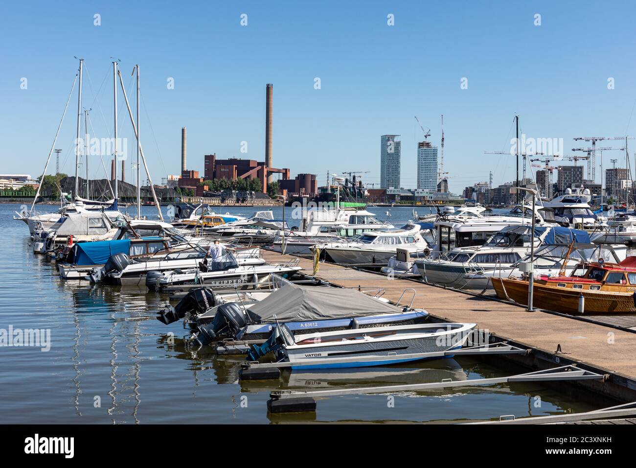 Tervasaari small boat marina with Hanasaari Power Plant and Kalasatama ...