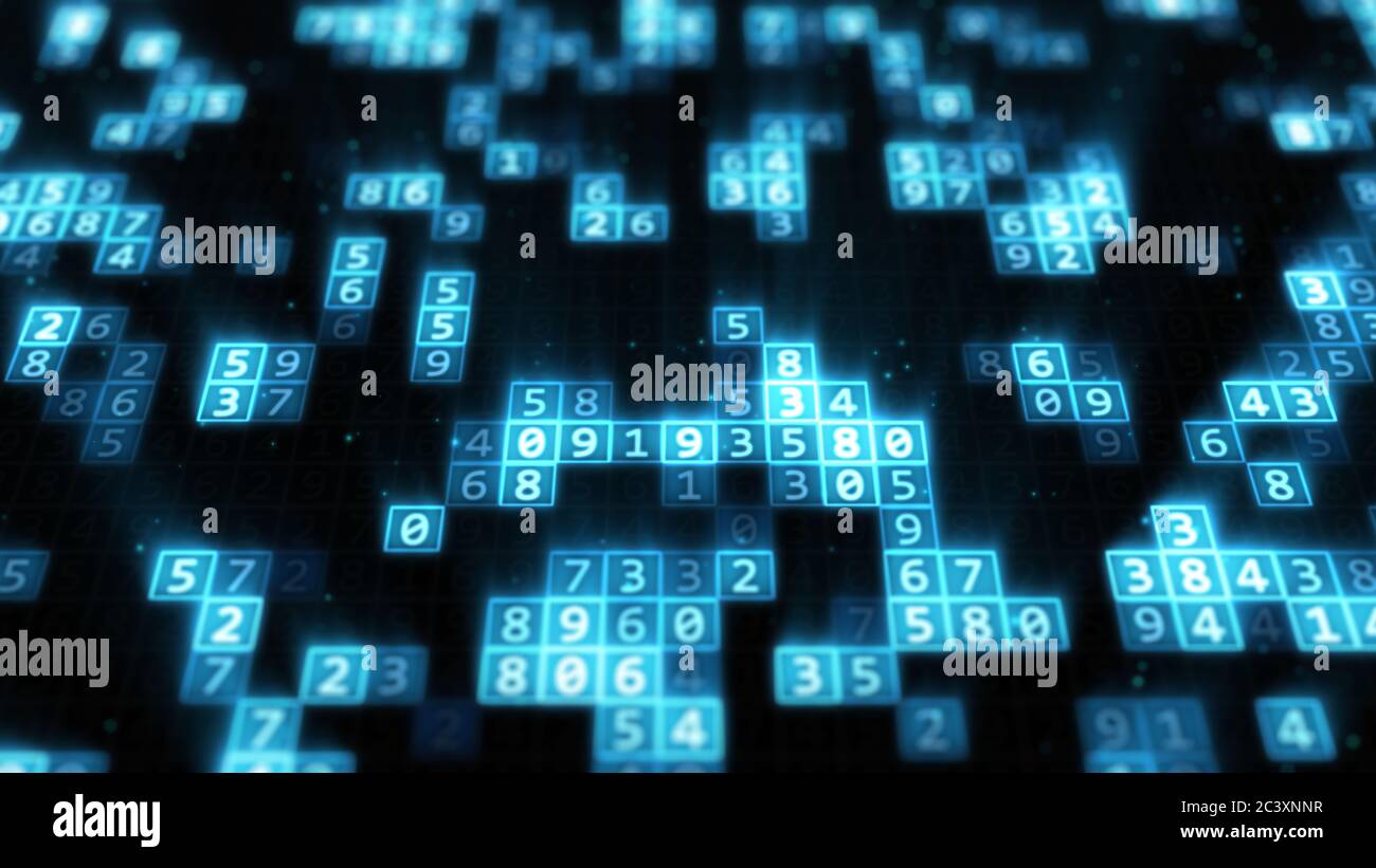 Futuristic Random Number Memory Grid Tiles Inside Digital Computer ...