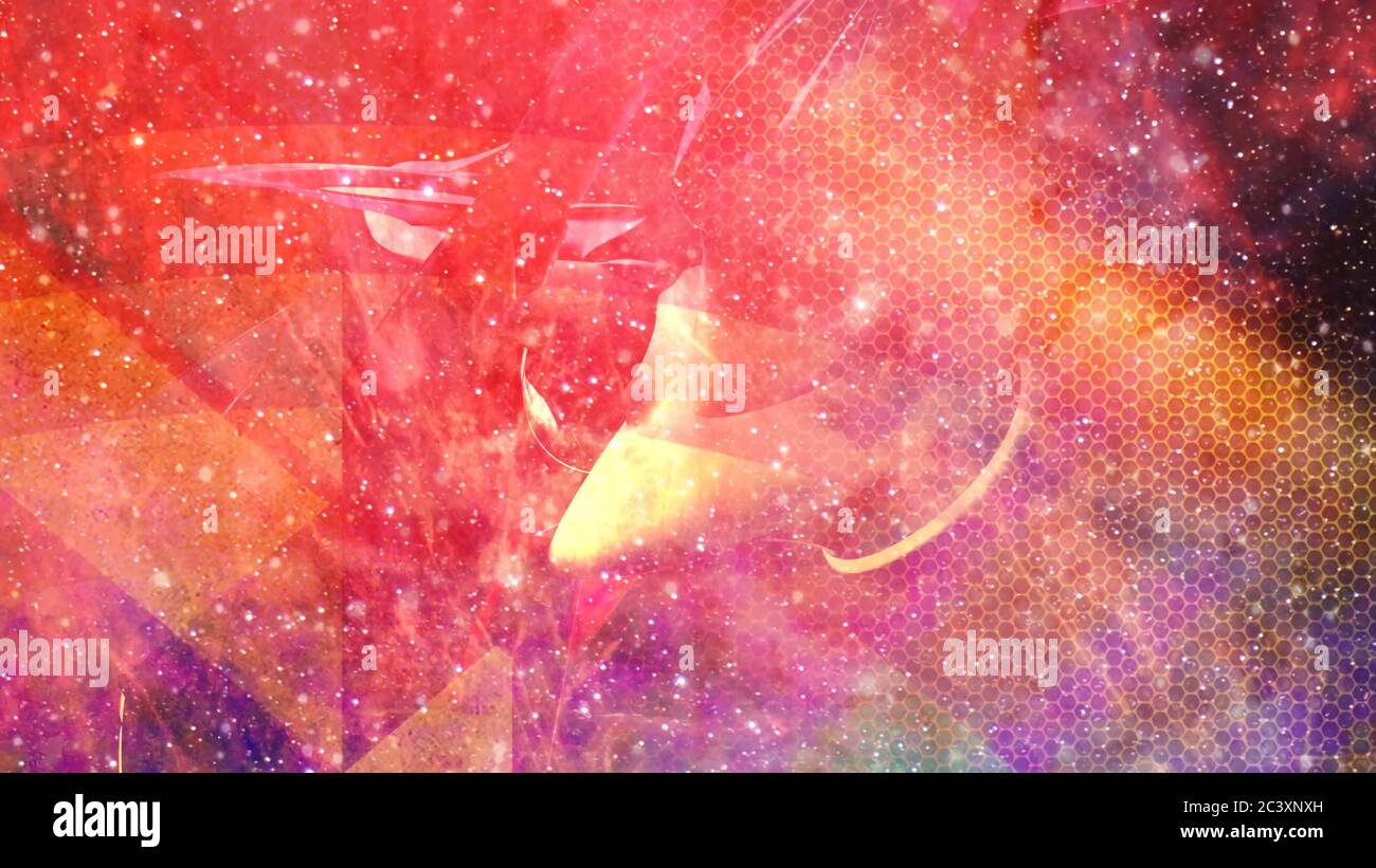 Geometric Pink Solar System with Rotating Stars - Abstract Background ...