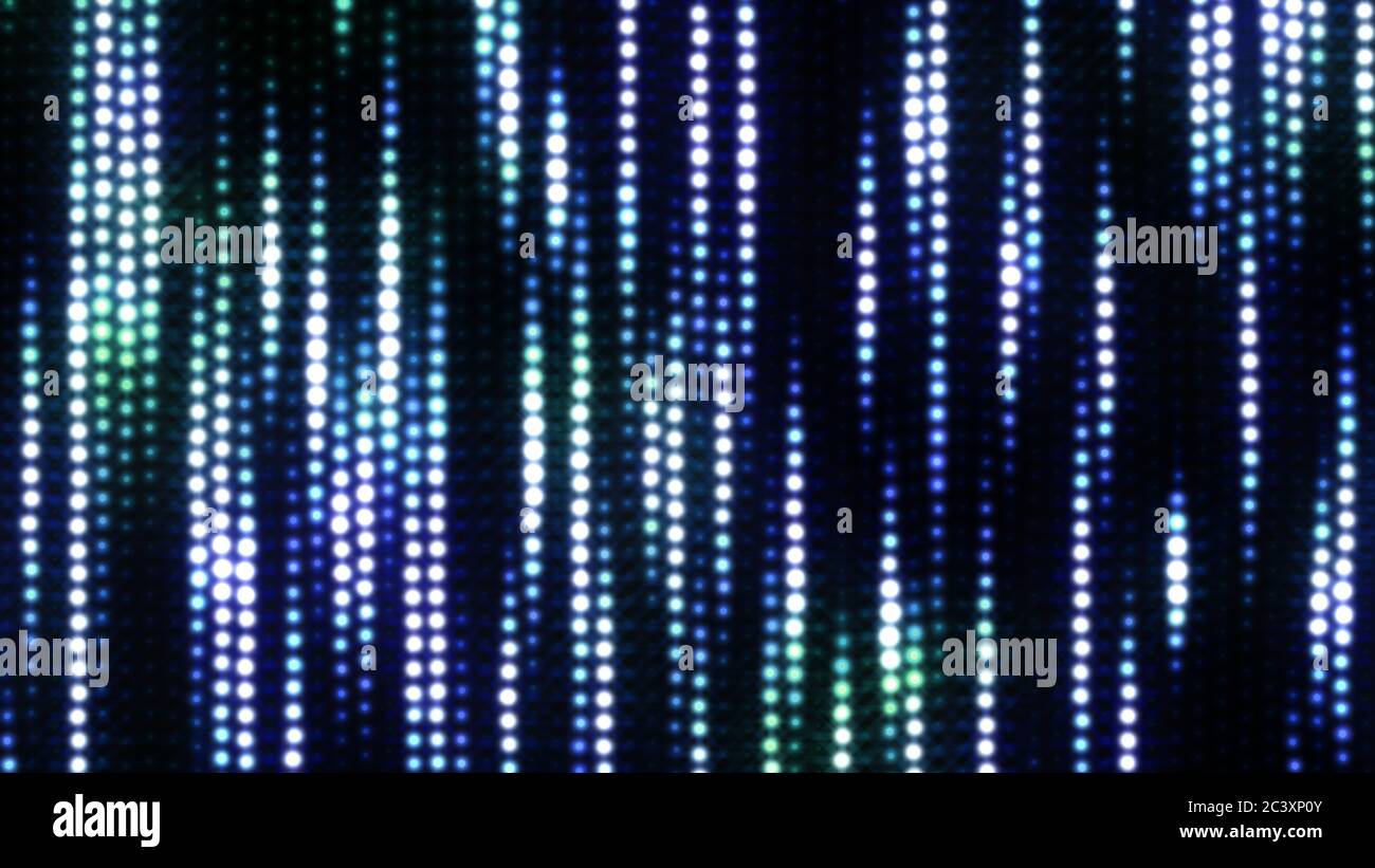 Glowing Wall of Circular LED Light Bokeh Streams Flowing Downward - Abstract Background Texture ...