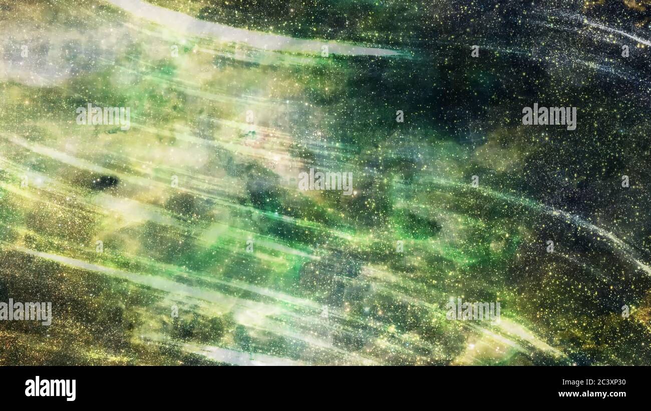 Solar Winds and Clouds in Green Emerald Outer Space Backdrop - Abstract ...