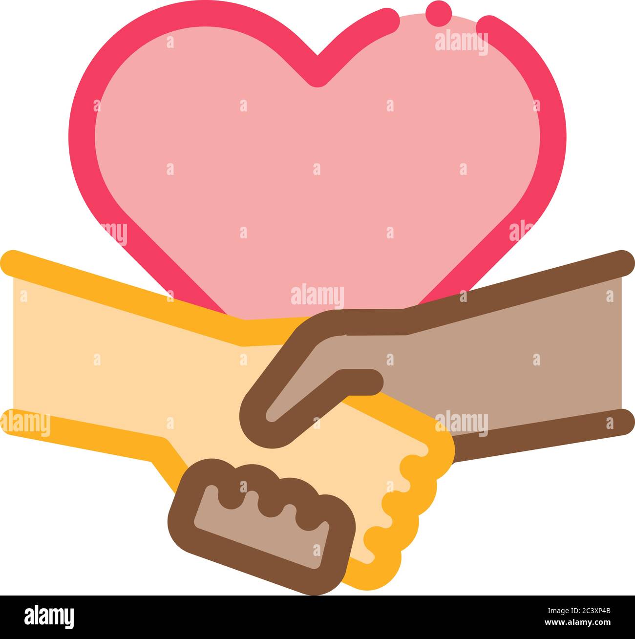 multiracial handshake heart icon vector outline illustration Stock ...