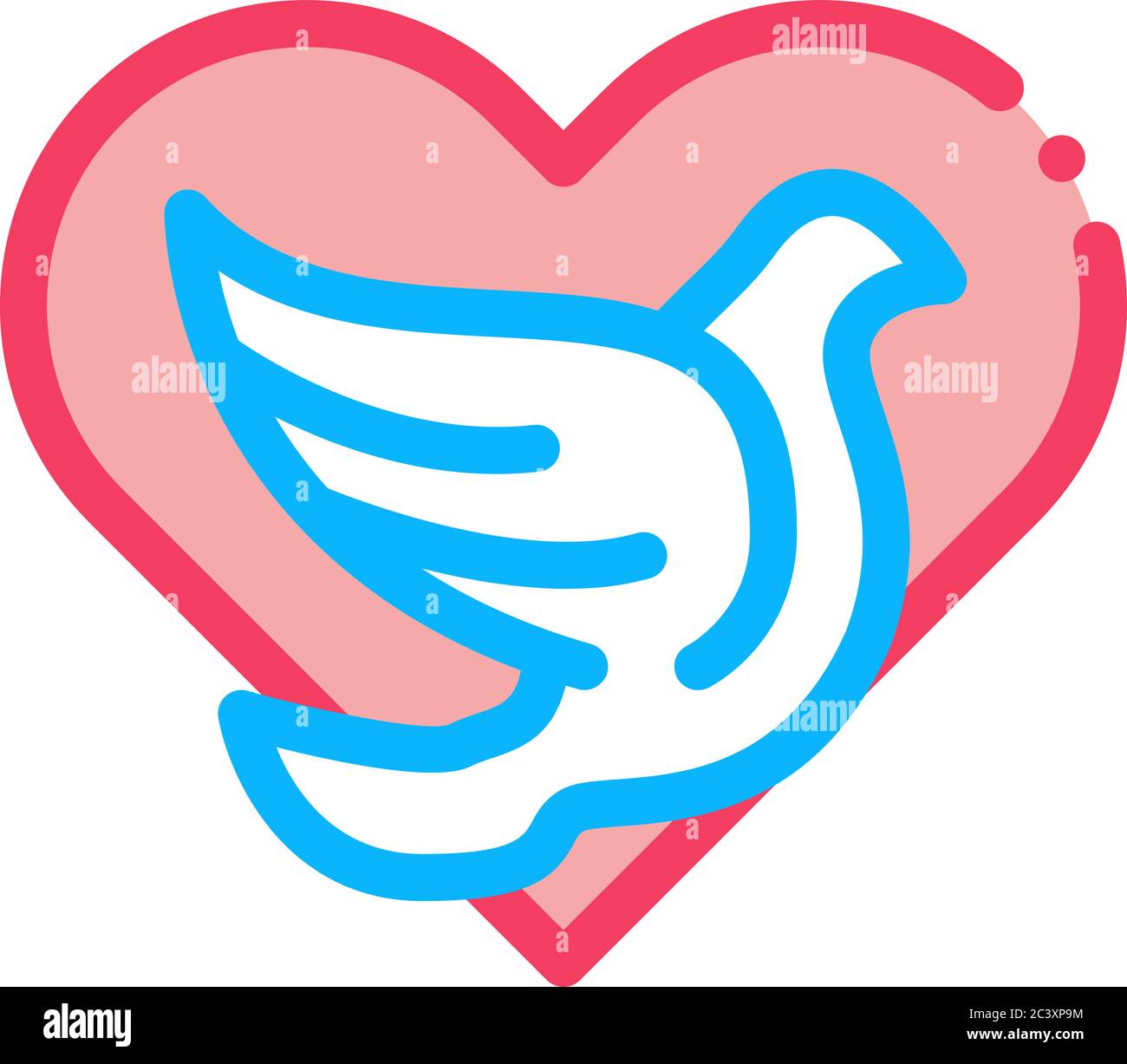 pigeon in center of heart icon vector outline illustration Stock Vector ...