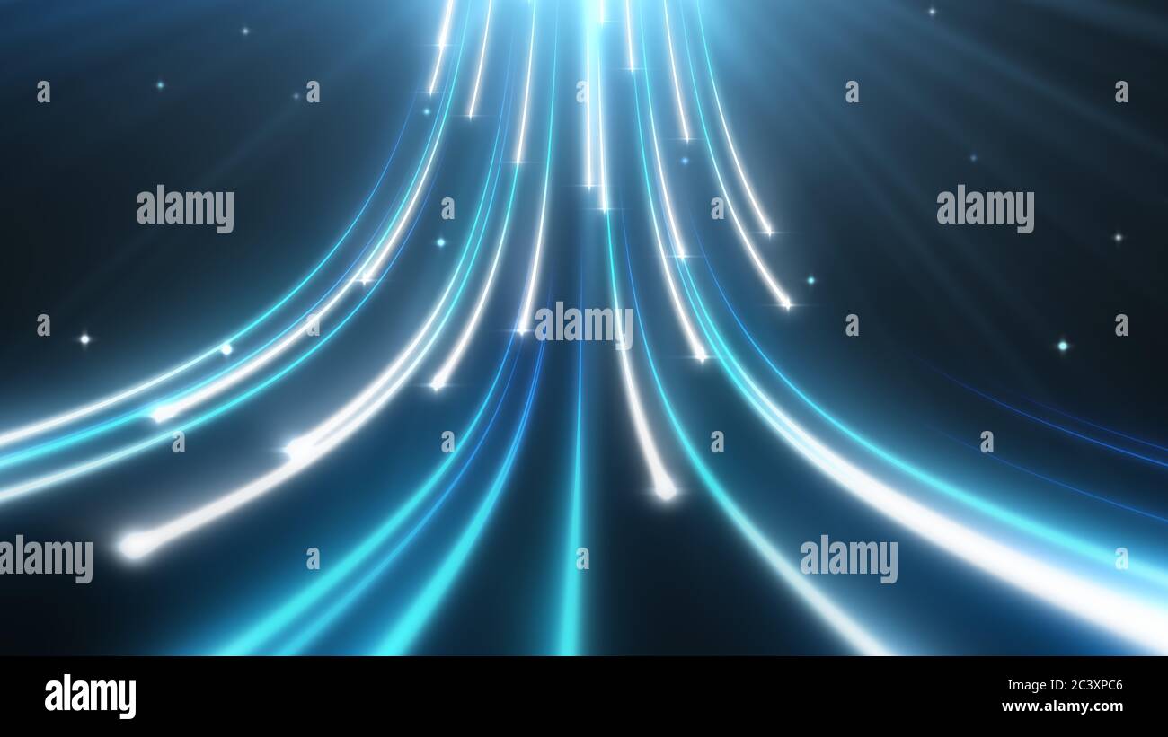 Magical Glow Particle Trails of Digital Data Stream Flow Light Rays ...