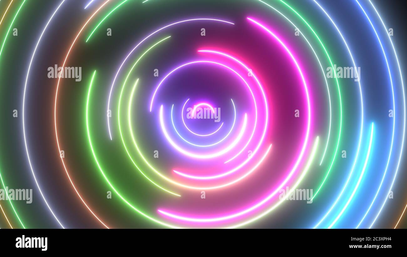 Neon Circle Ring Halo Loops Glow Bright Colors and Spin Slowly ...