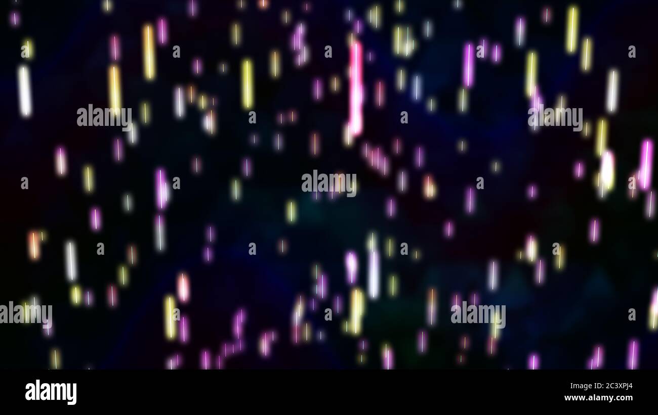 Neon Rain Falling Particles Glowing Rainbow Colors on Dark Backdrop ...