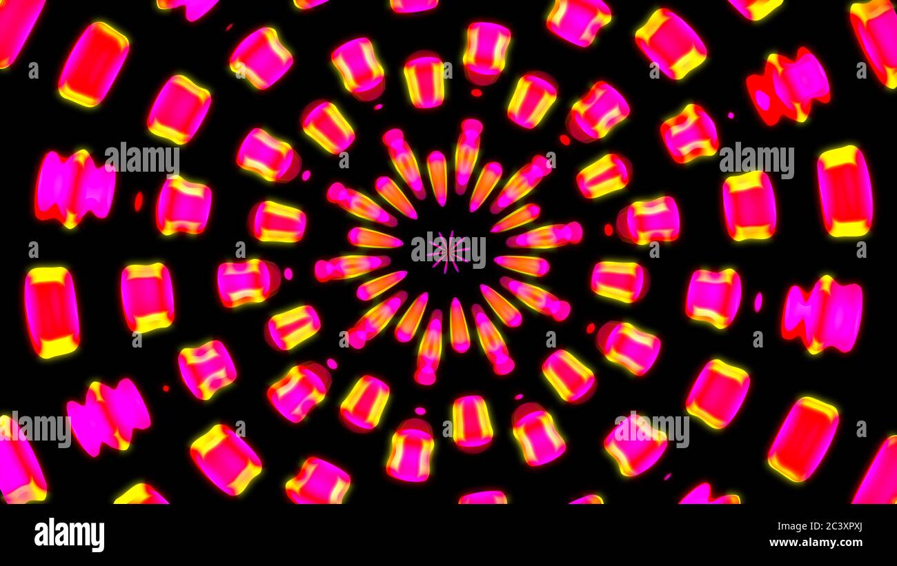 Pink Psychedelic Graphic with Yellow Glow Pulsating Light Effect ...